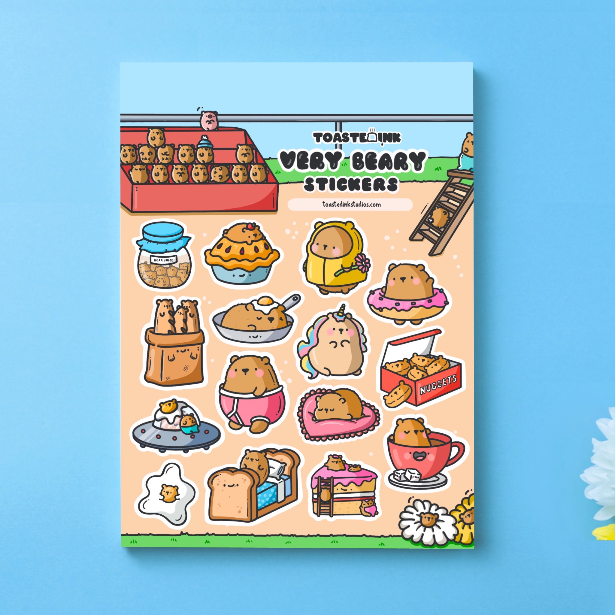 Cute Bear Sticker Sheet | Cute Stickers – ToastedInk