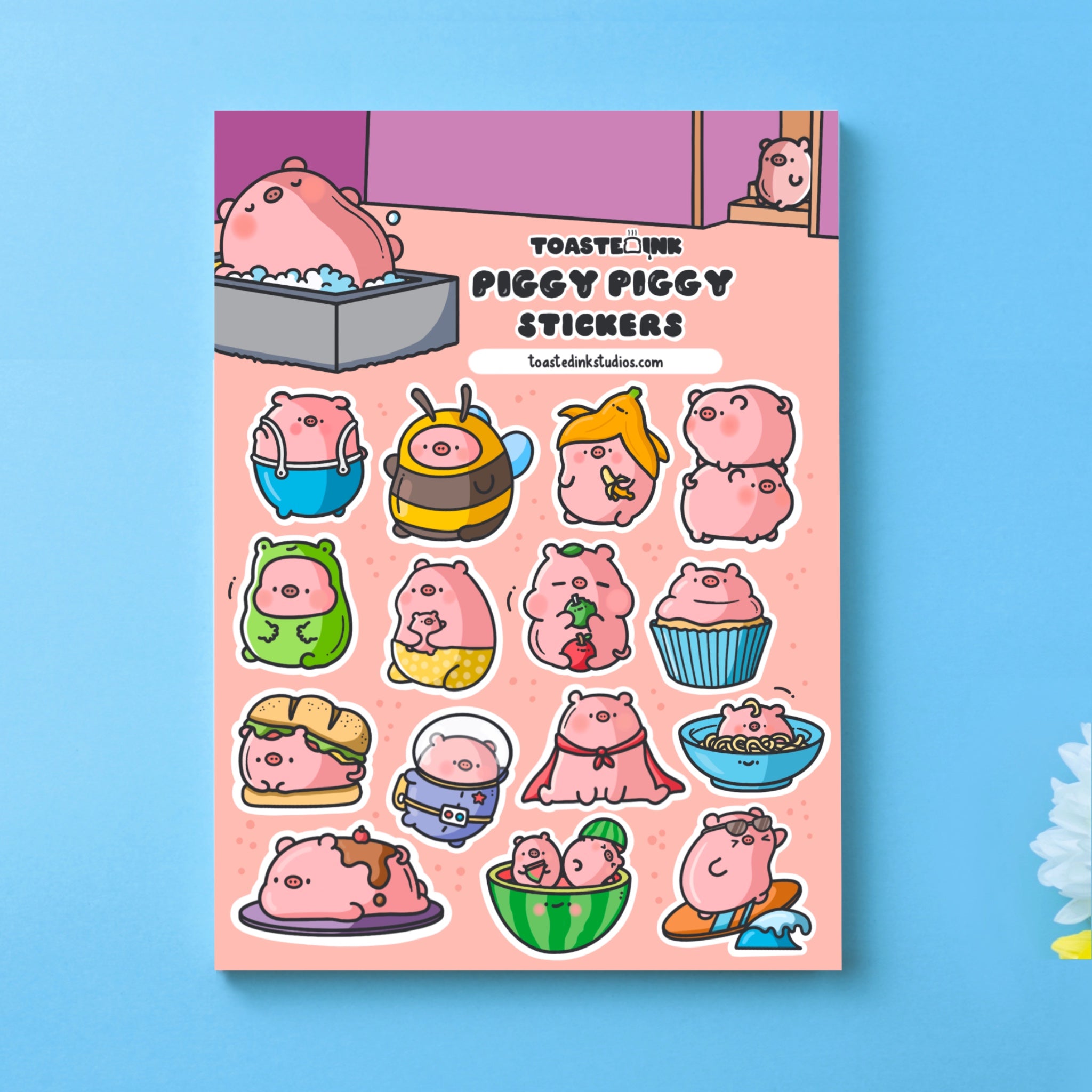Cute Pig Sticker Sheet | Cute Stickers – ToastedInk