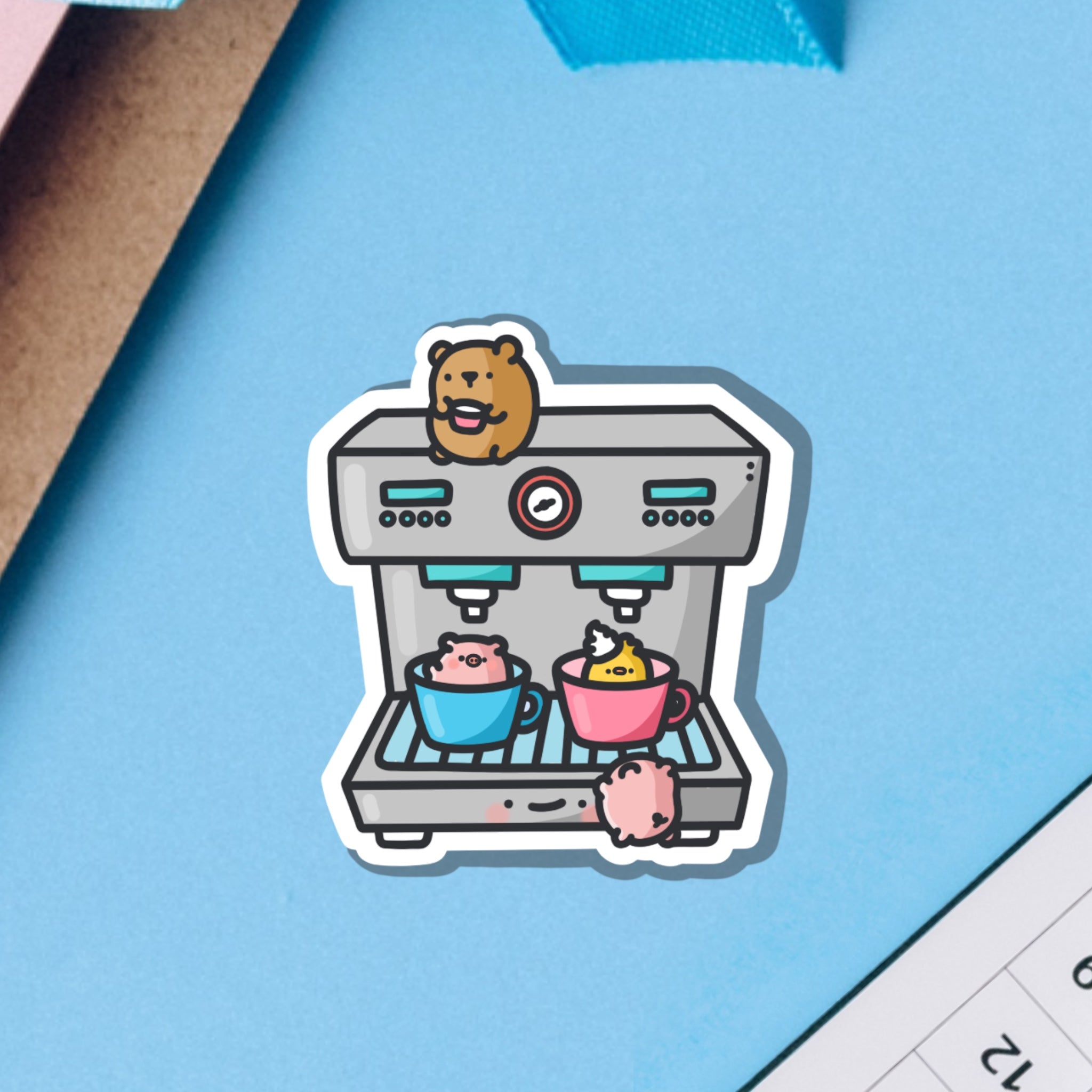 Cute Coffee Machine Vinyl Sticker | Cute Vinyl Stickers – ToastedInk
